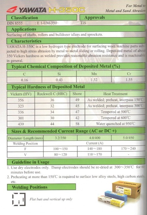 YAWATA HARDFACING WELDING ELECTRODE H-350C